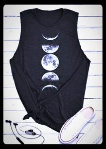 High Five | Tops | New Phases Of Moon Tank Black | Poshmark